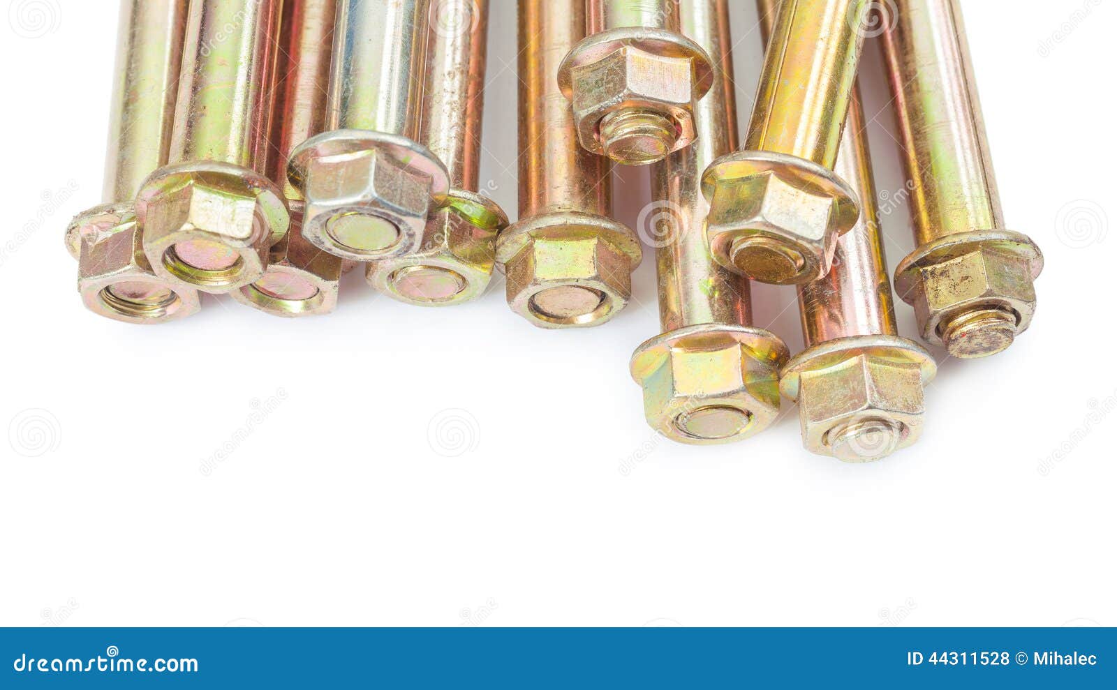 Gold Colored Anchors for Concrete Isolated on White Stock Photo - Image ...