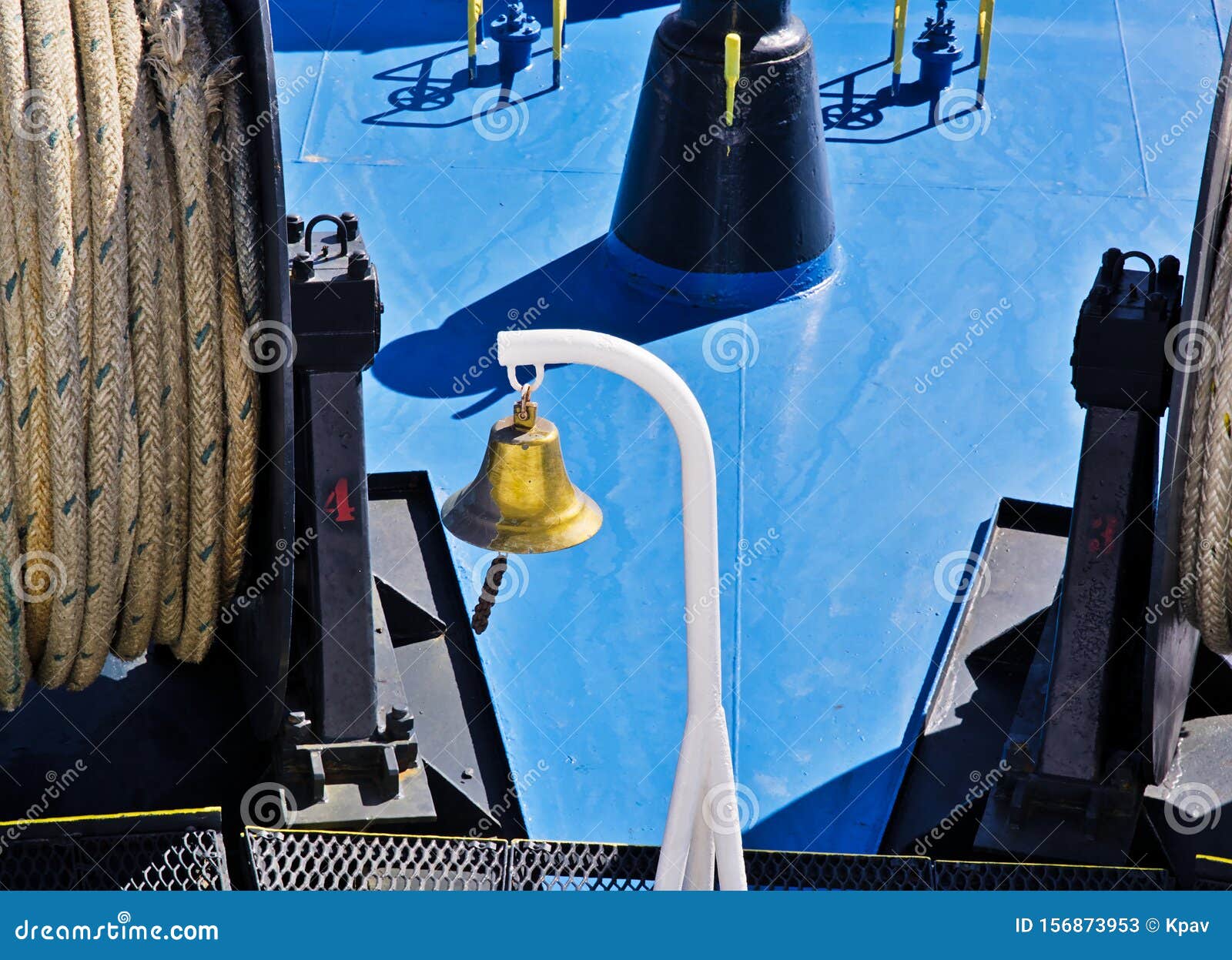 Gold Colored Bell on Ship Deck Stock Image - Image of maritime, ancient ...