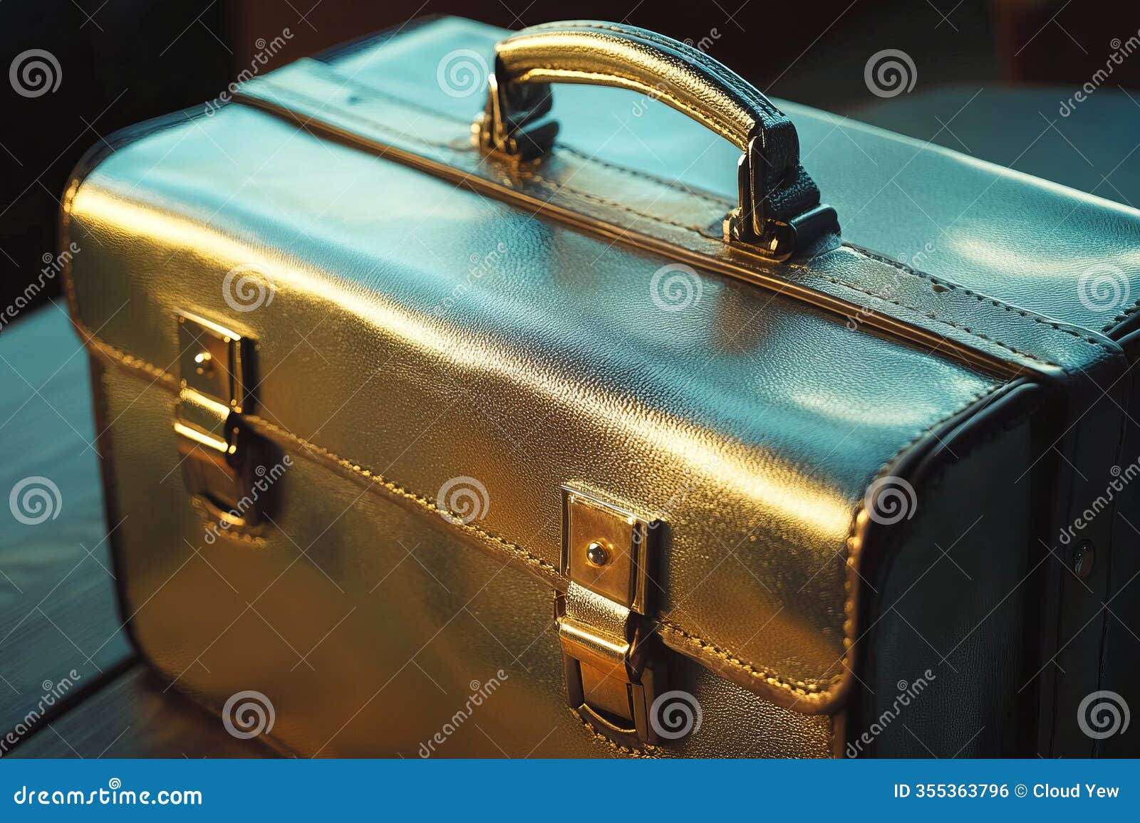 A Gold Colored Briefcase with a Shiny Finish Stock Illustration ...