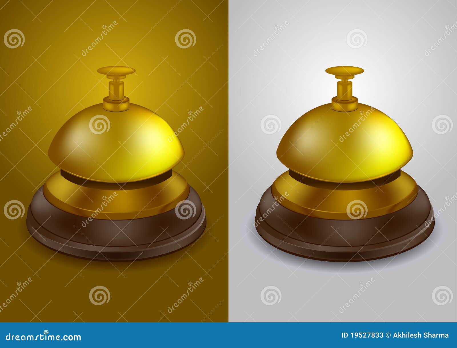 Gold colored call bell - stock vector. Illustration of golden - 19527833
