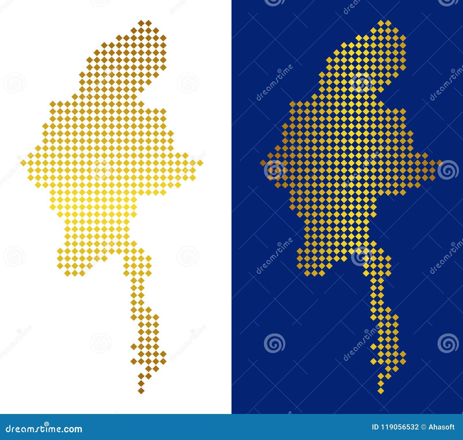 Golden Dot Myanmar Map stock vector. Illustration of collage - 119056532