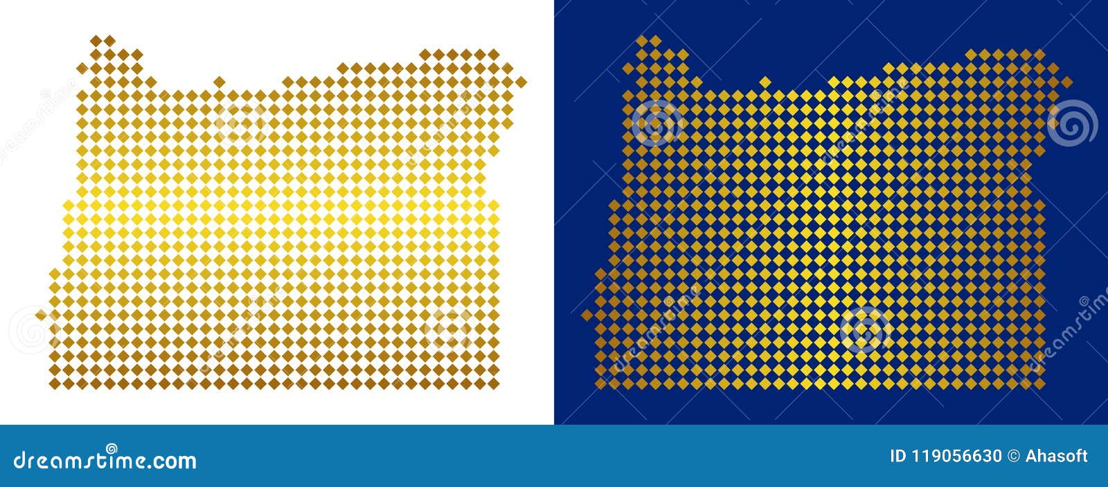 Golden Dot Oregon State Map Stock Vector - Illustration of composition ...