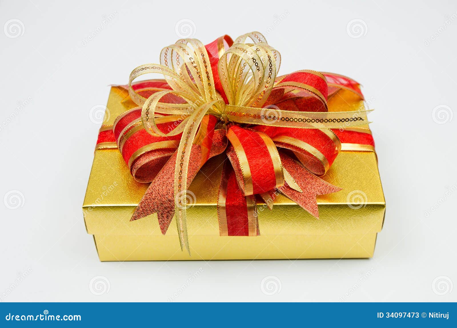 Gold colored gift box stock image. Image of silk, gift - 34097473