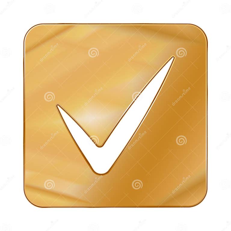 Gold Colored Metal Chrome Web Icon Check Mark. Stock Vector ...