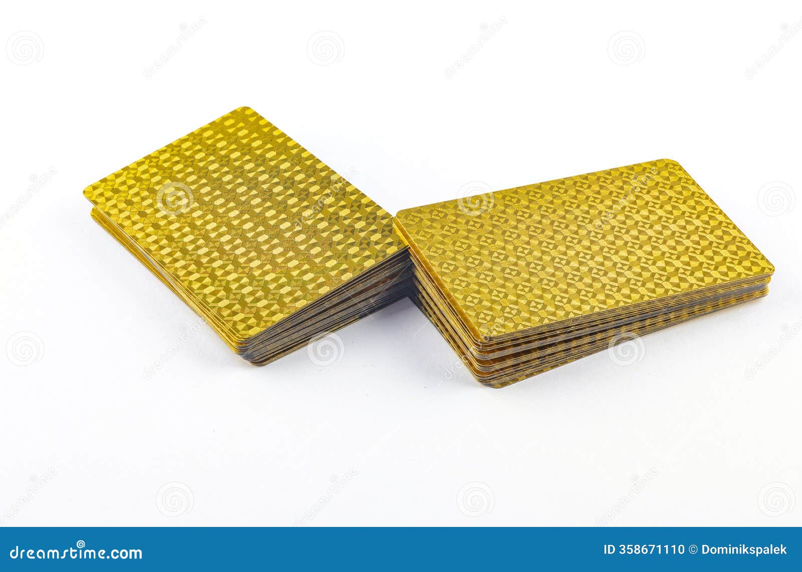 Gold Colored Poker Playing Cards, Deck of Cards on White Background ...