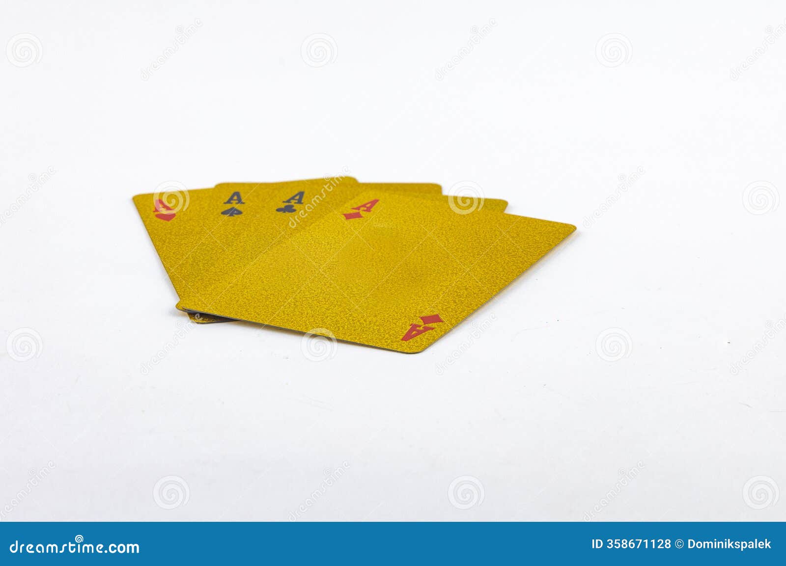 Gold Colored Poker Playing Cards, Deck of Cards on White Background ...