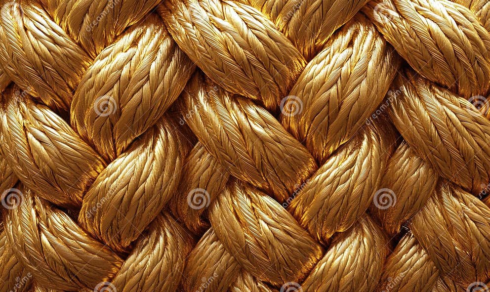 A Gold Colored Rope with a Gold Colored Pattern Stock Photo - Image of ...