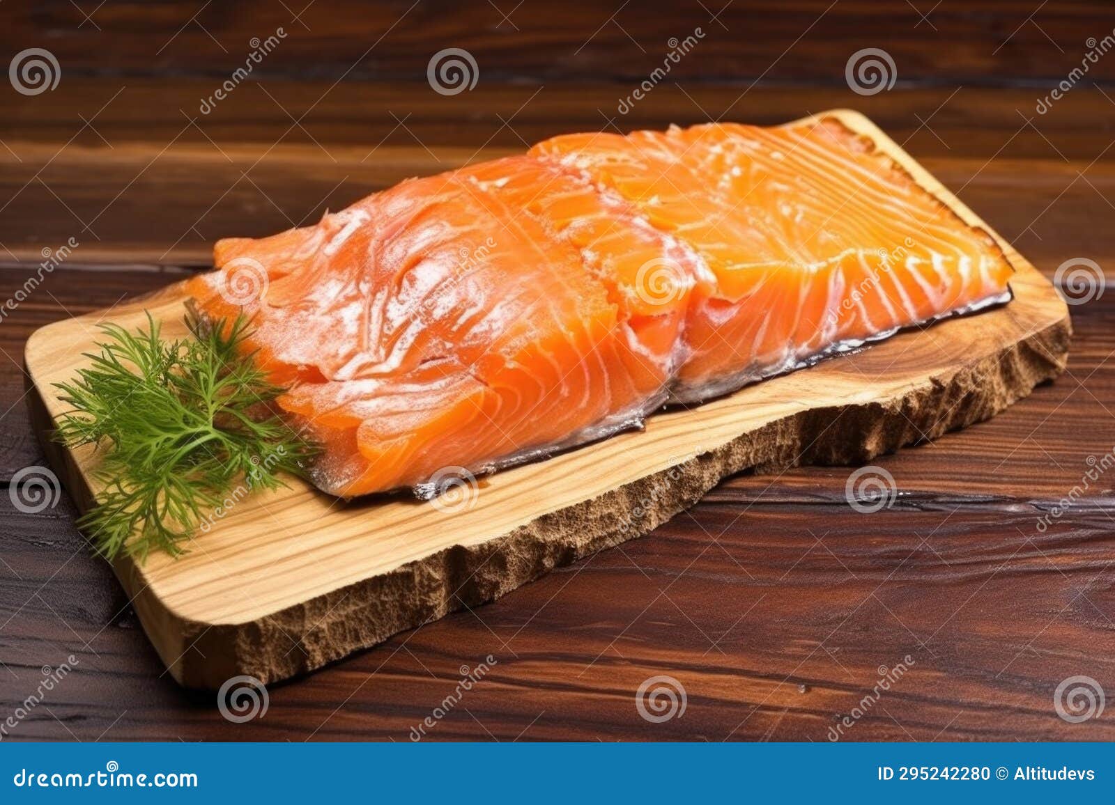 Gold-colored Smoked Salmon on Cedar Wood Plank Stock Photo - Image of ...