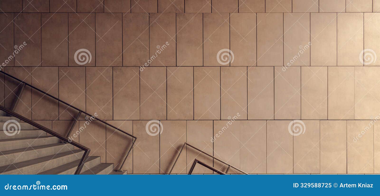 Gold Colored Stairway Path in Hall Wall Tile Empty Space Textured ...