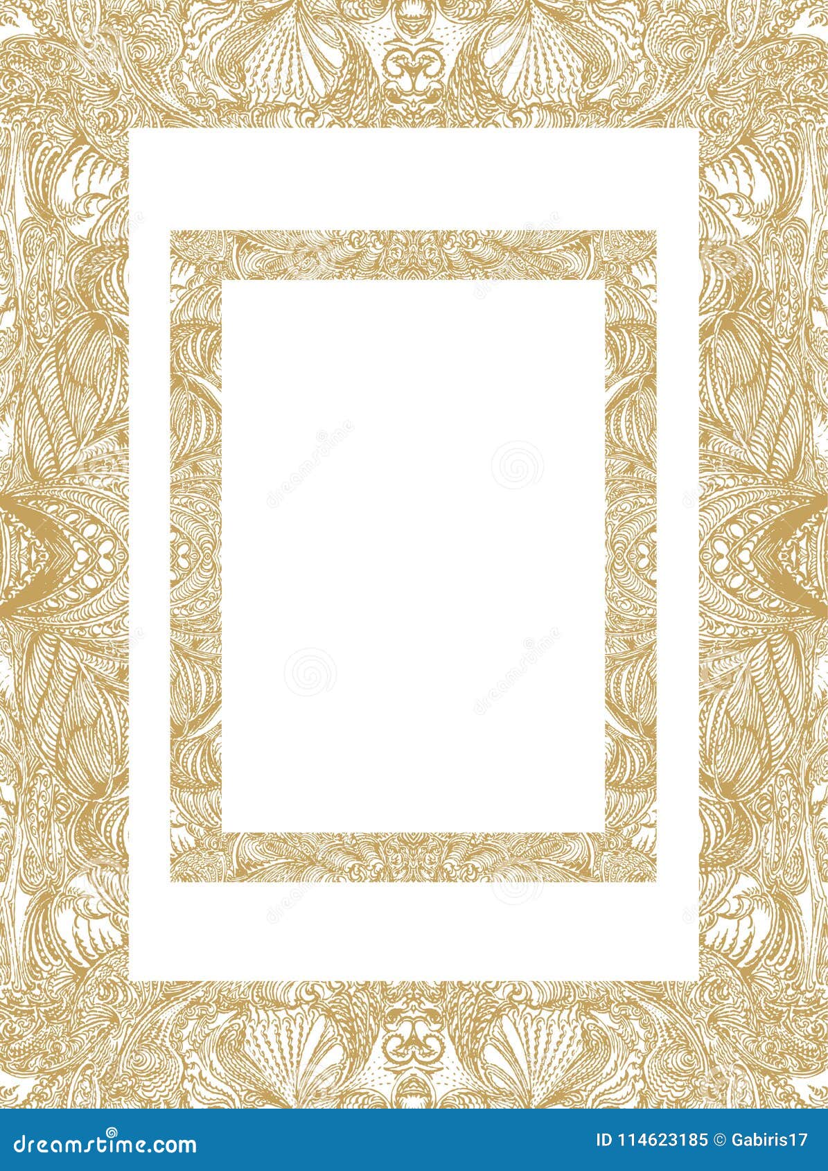 Gold Frame Pattern, Cropped in an Oblong Shape, from Manually Drawn ...