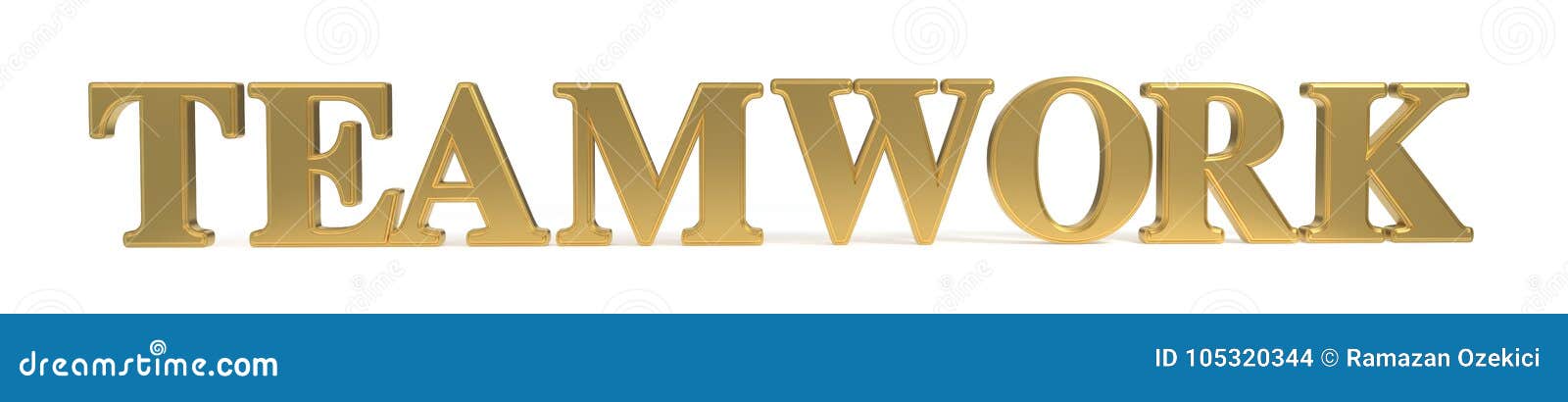 Gold-colored Teamwork Post, 3d Rendering Stock Illustration ...
