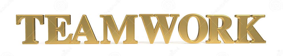 Gold-colored Teamwork Post, 3d Rendering Stock Illustration ...