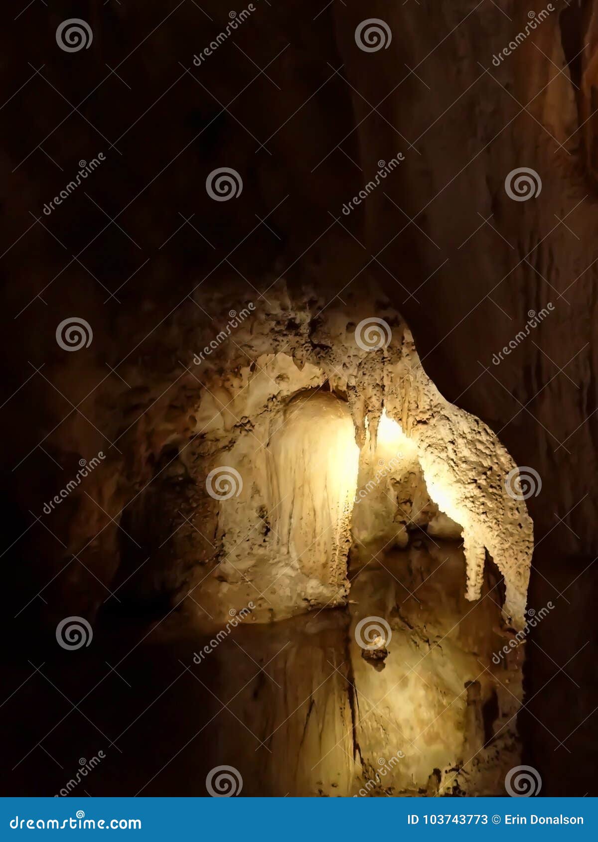 Gold Colored Underground Cave Reflecting in Lake Stock Image - Image of ...