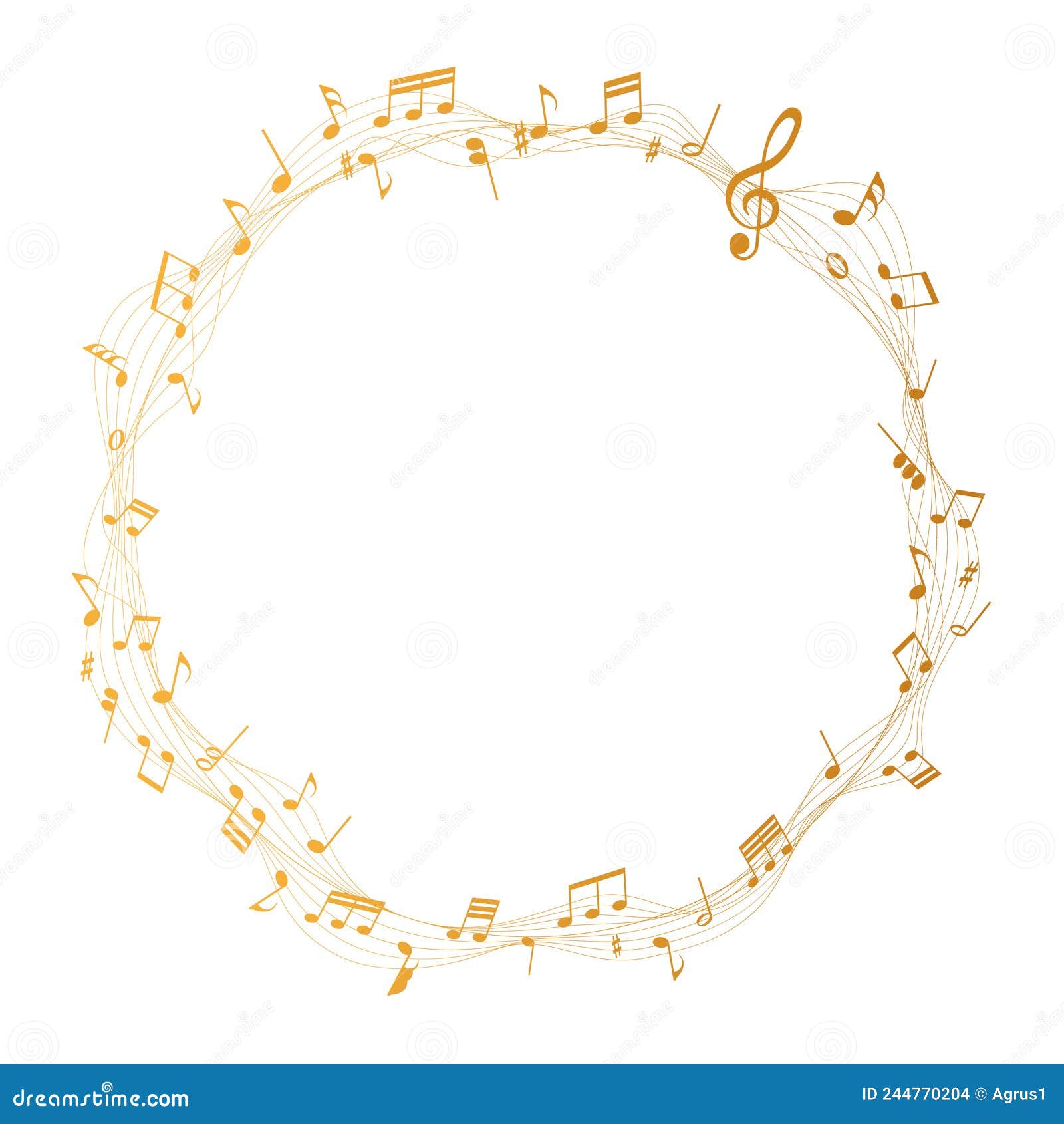 Music Round Frame. Circular Sound Wave Frame With Equalizer Dot ...