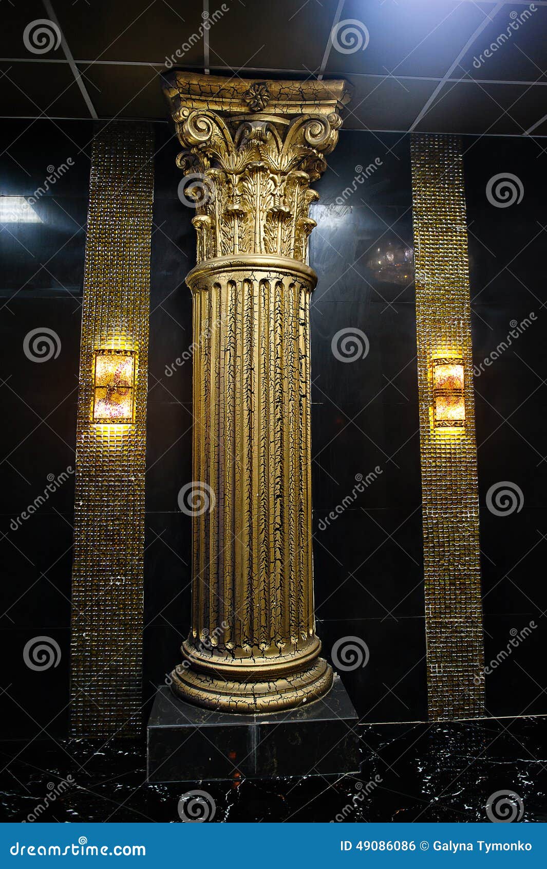 Gold Column in the Interior Stock Photo - Image of classic, decorative ...