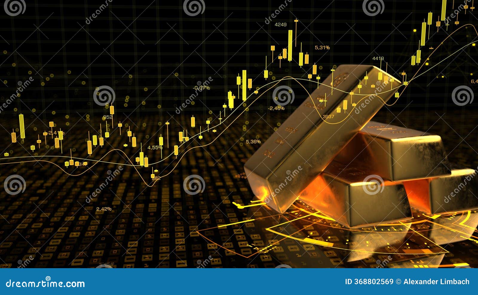 Candlestick Chart In Financial Market Vector Illustration On Blue ...