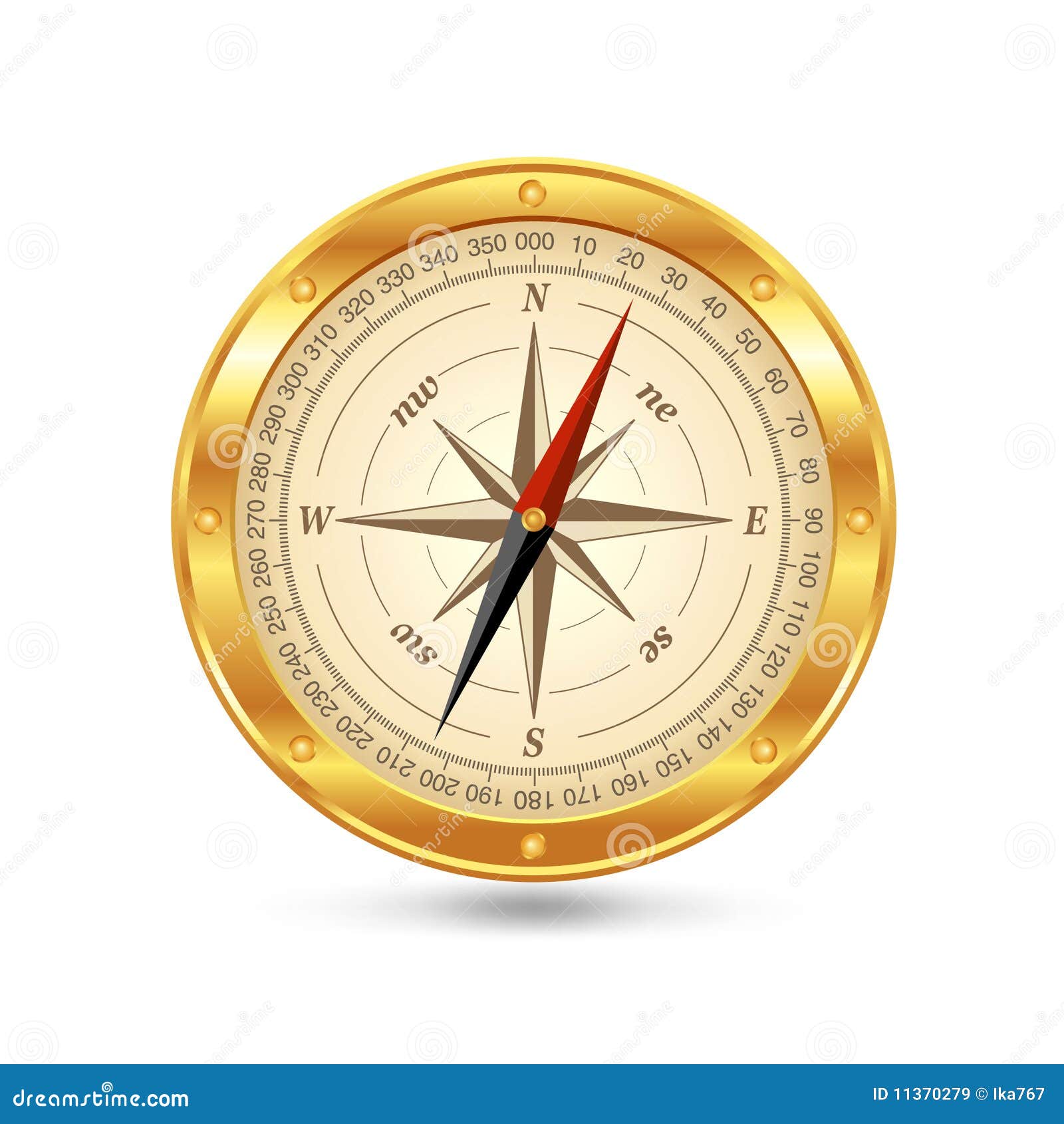 Gold compass stock vector. Illustration of nautical, navigation - 11370279