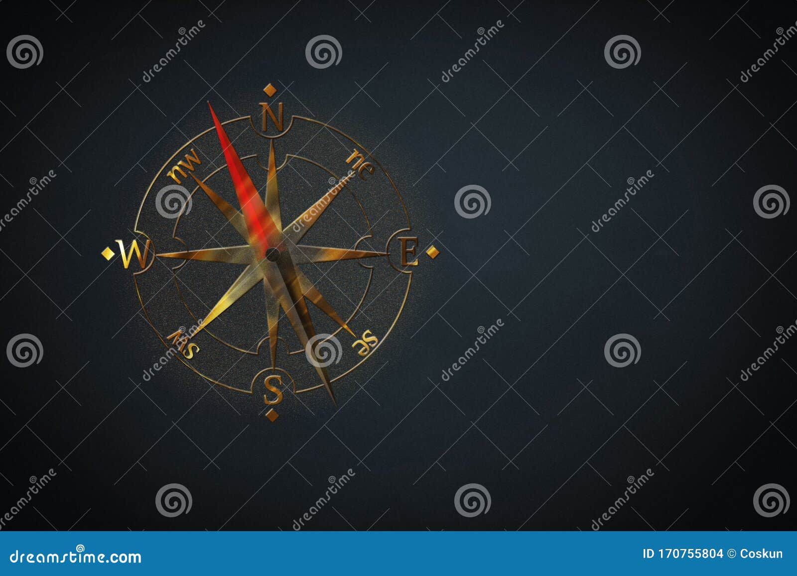 Gold Colored Compass Design on Black Background. Stock Photo - Image of ...