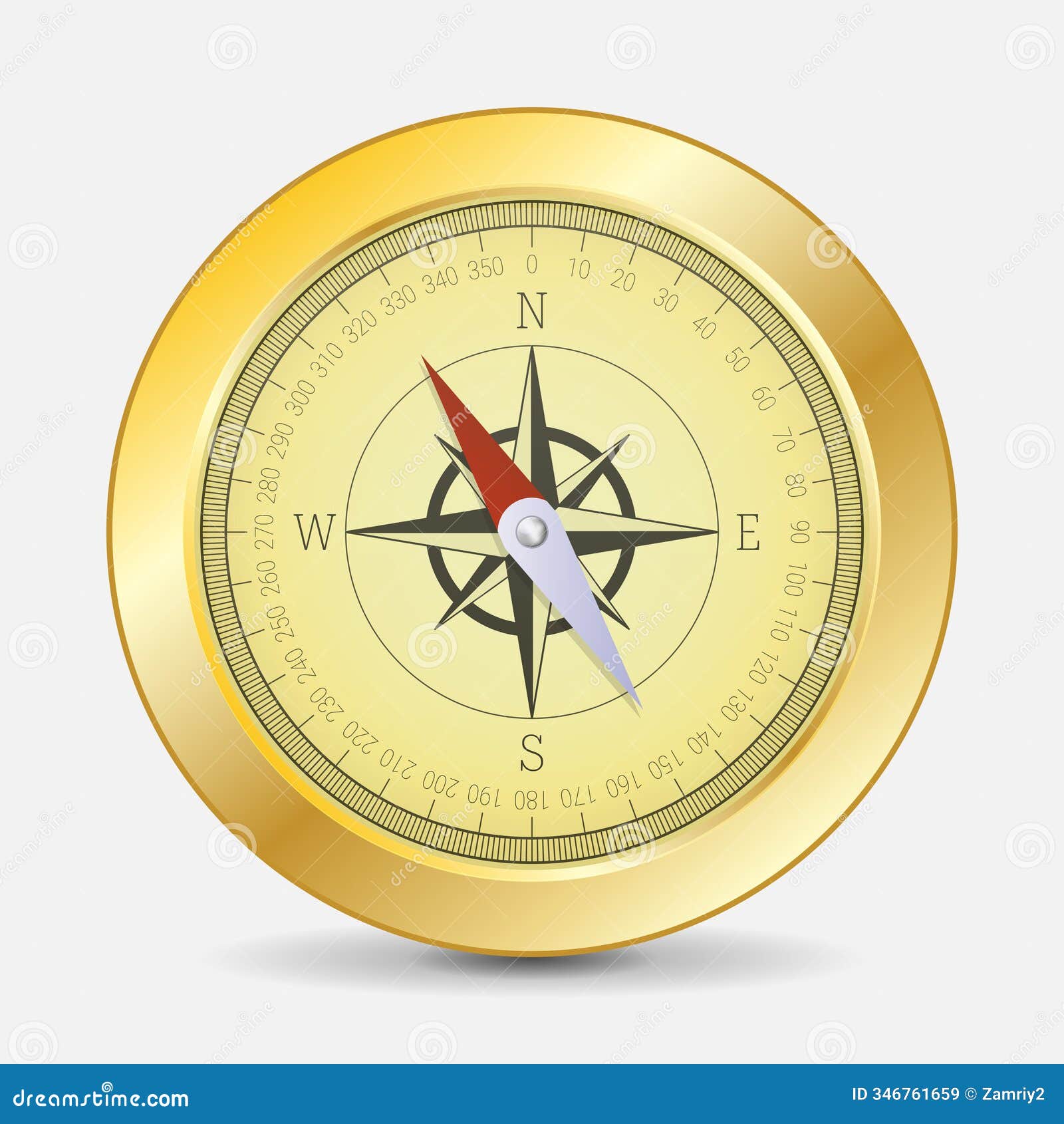 Gold magnetic compass stock illustration. Illustration of discovery ...