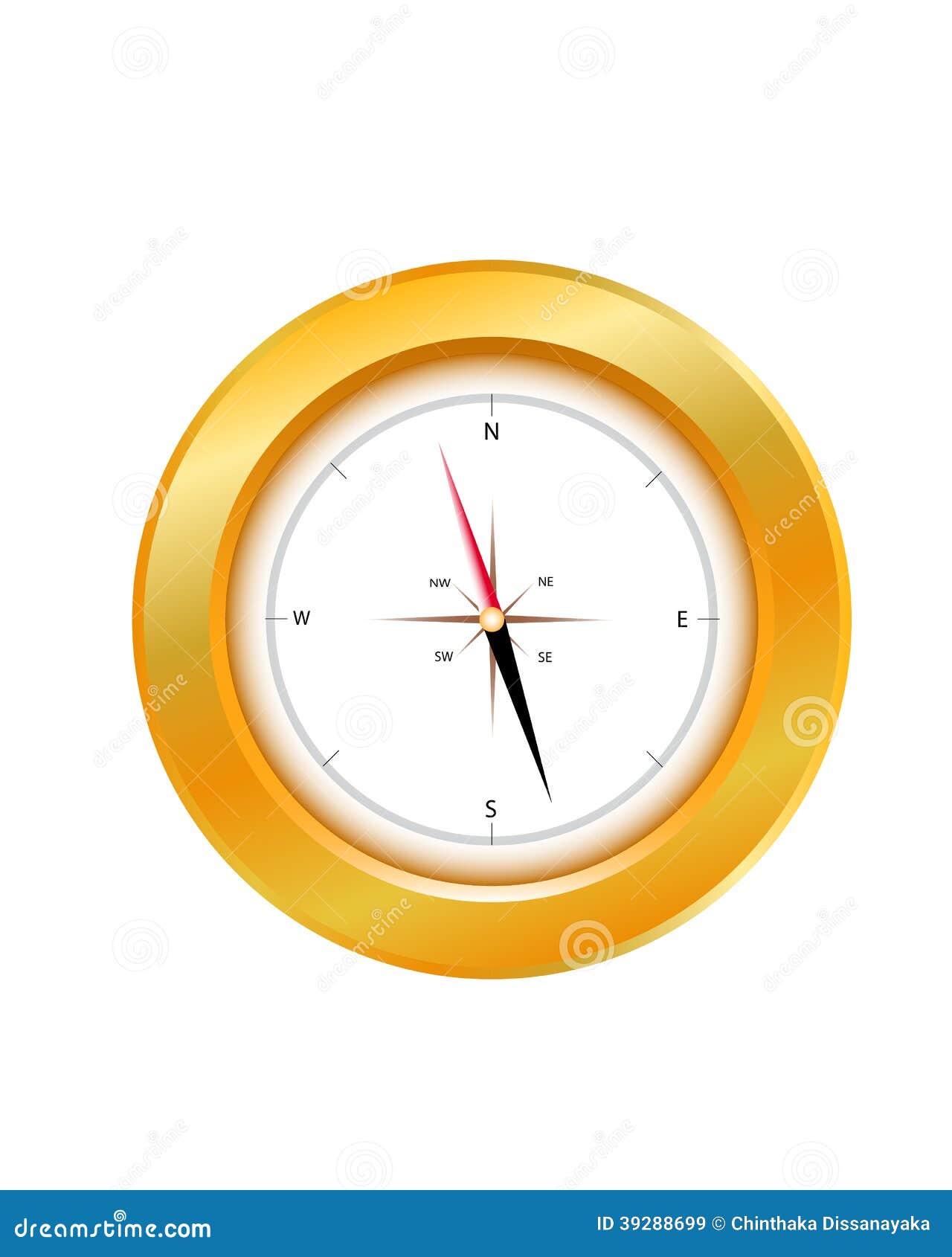 Gold compass stock illustration. Illustration of instrument - 39288699