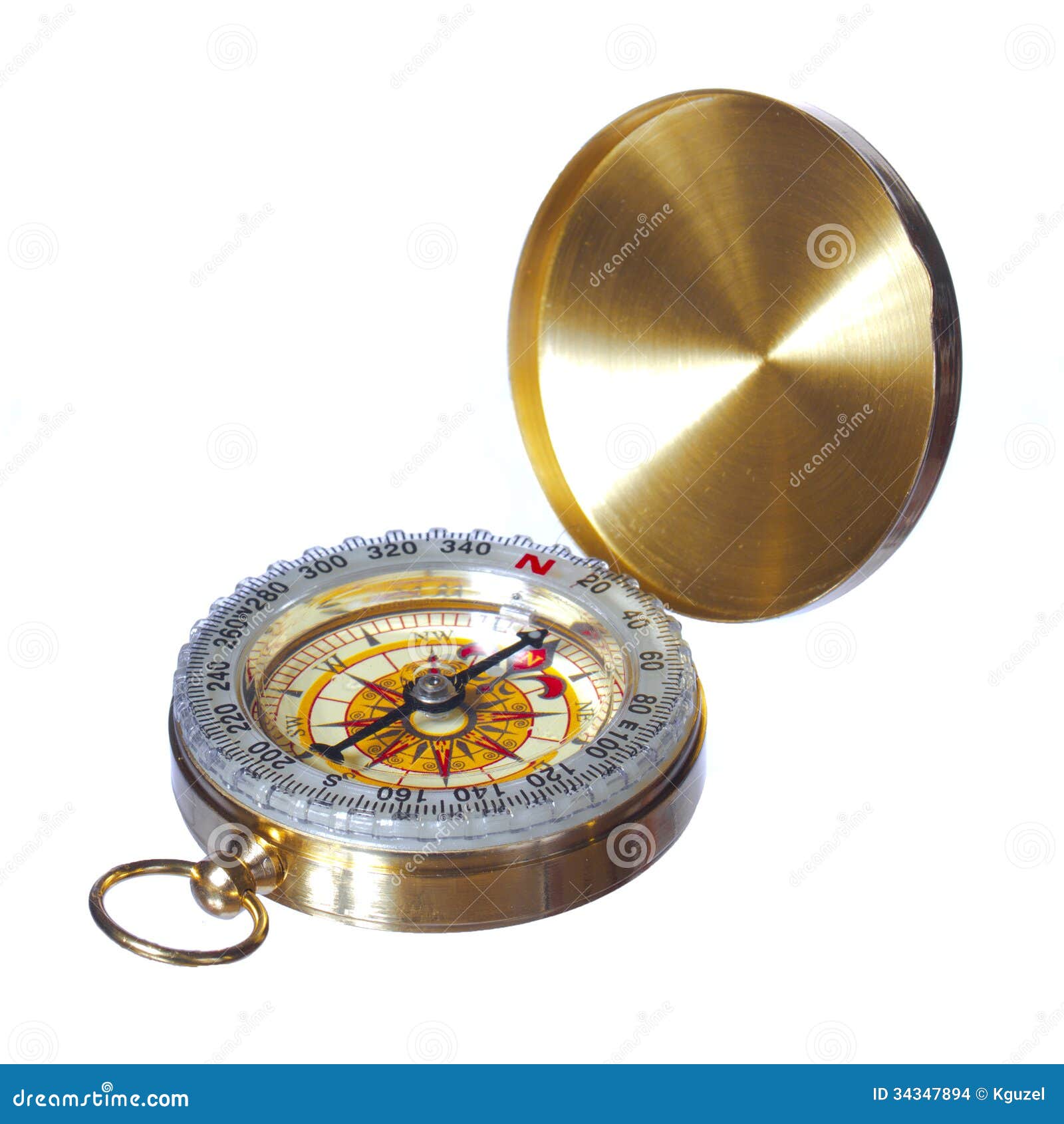 Gold Compass Isolated on White Stock Photo - Image of equipment ...