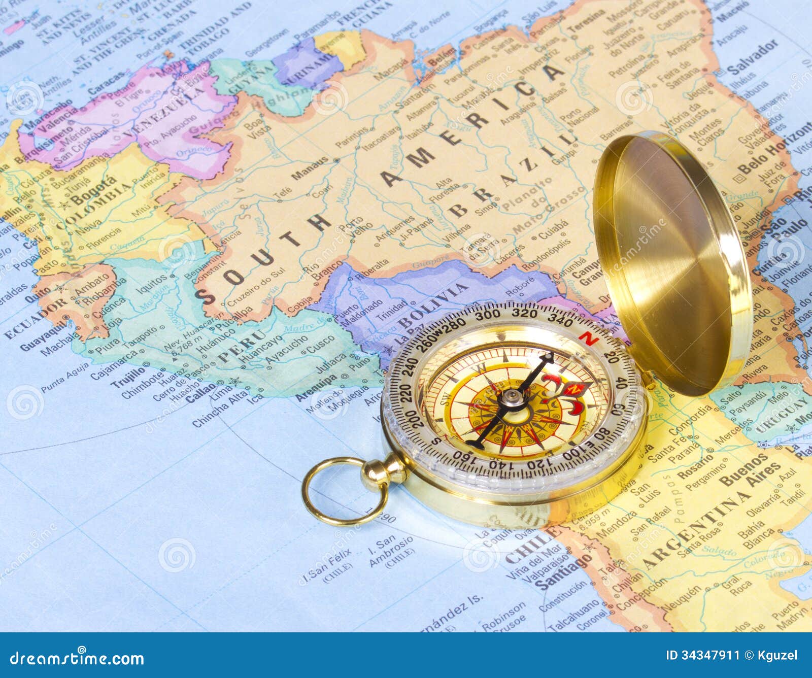 Gold Compass on Map of Africa Stock Image - Image of antique, gold ...