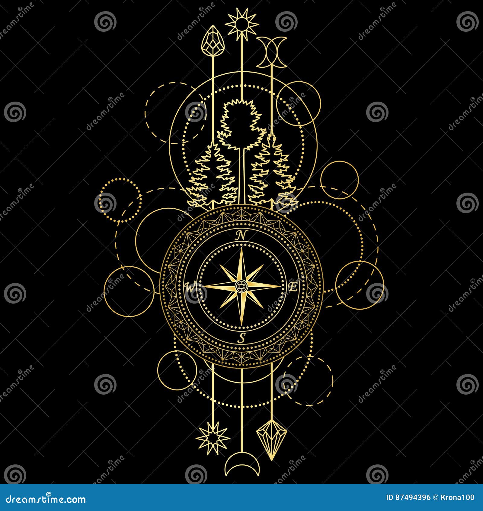 Gold Compass Symbol stock vector. Illustration of object - 87494396