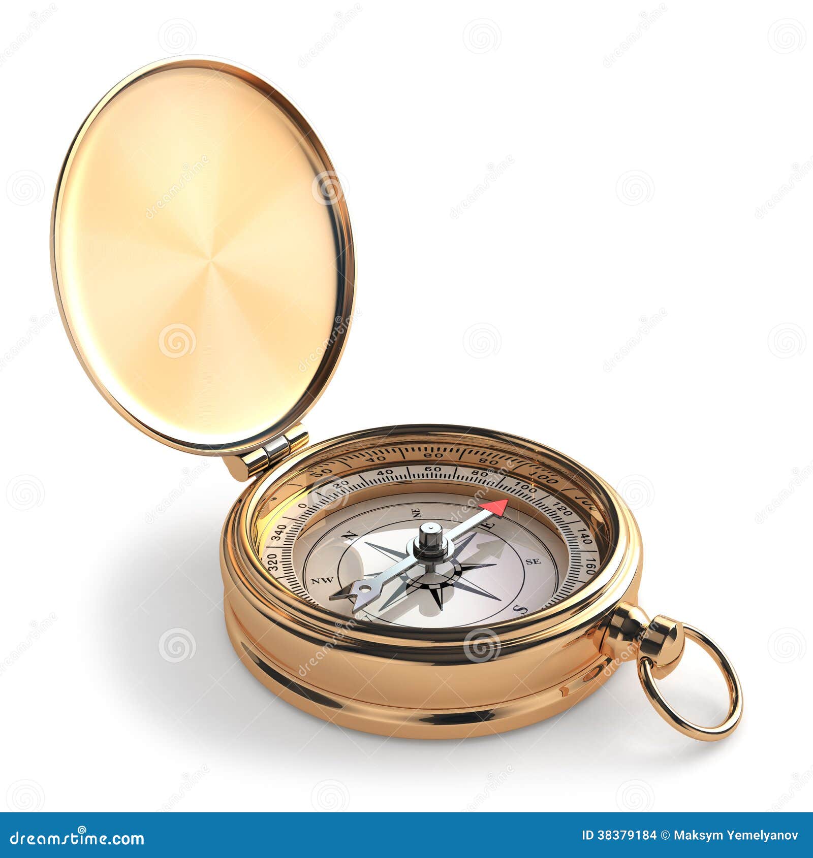 Gold Compass on White Isolated Background. Stock Illustration ...