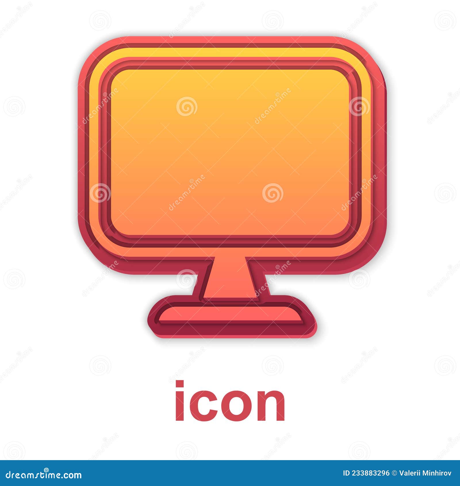Gold Computer Monitor Screen Icon Isolated on White Background ...