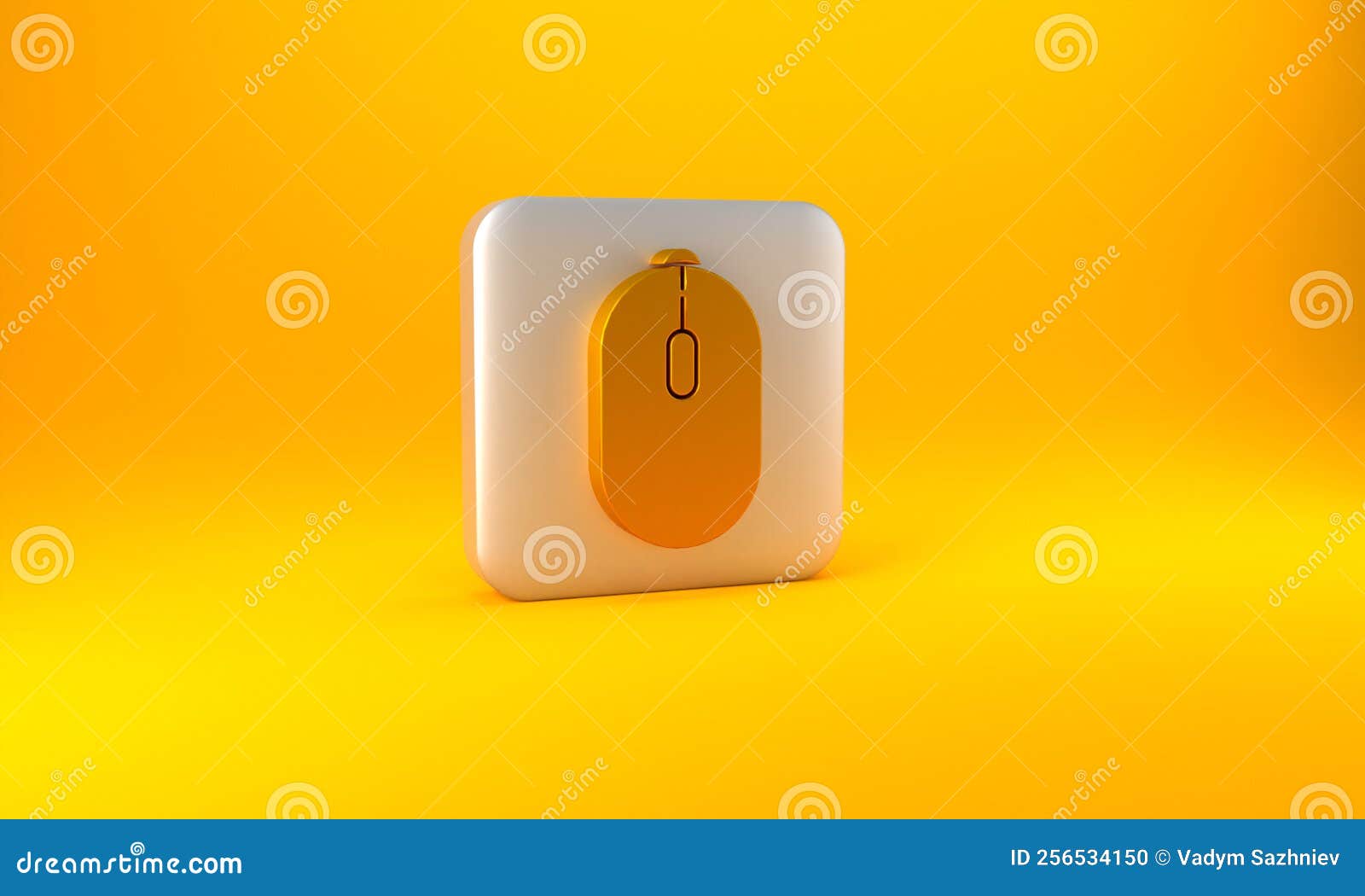 Gold Computer Mouse Gaming Icon Isolated on Yellow Background. Optical ...