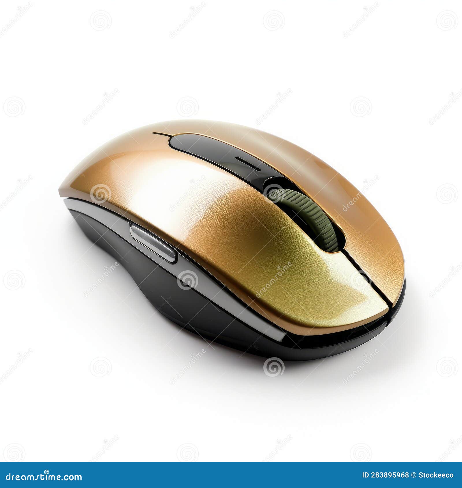 Streamline Elegance: Gold and Black Computer Mouse on White Background ...