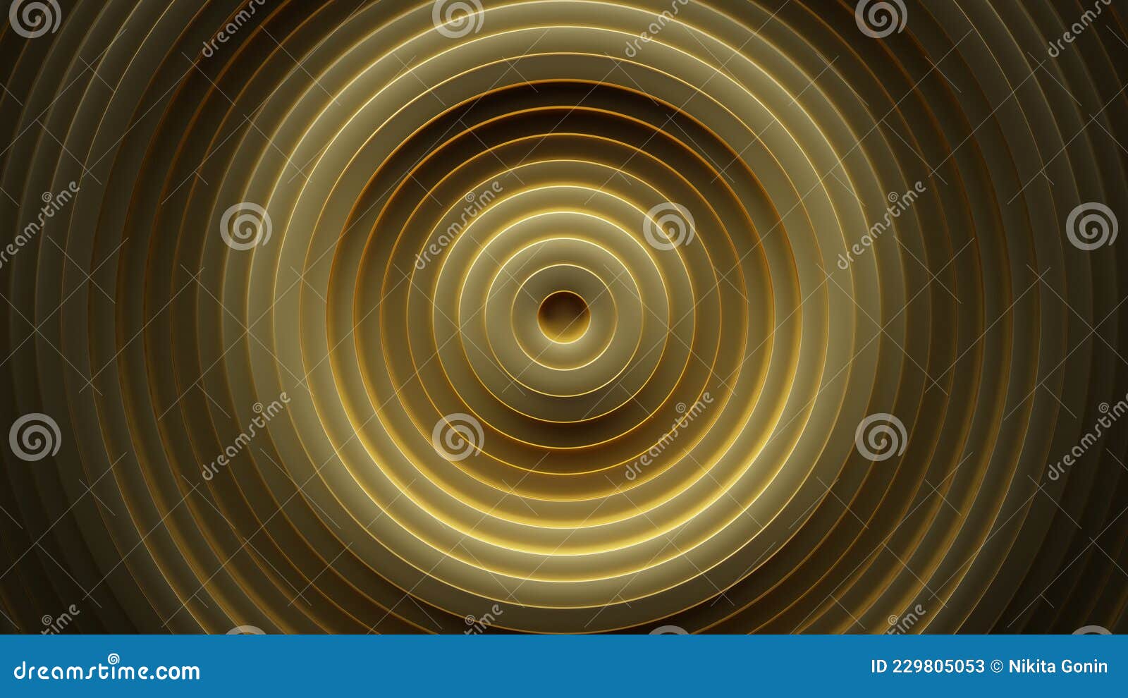 Gold Concentric Circles 3D Rendering Stock Illustration - Illustration ...