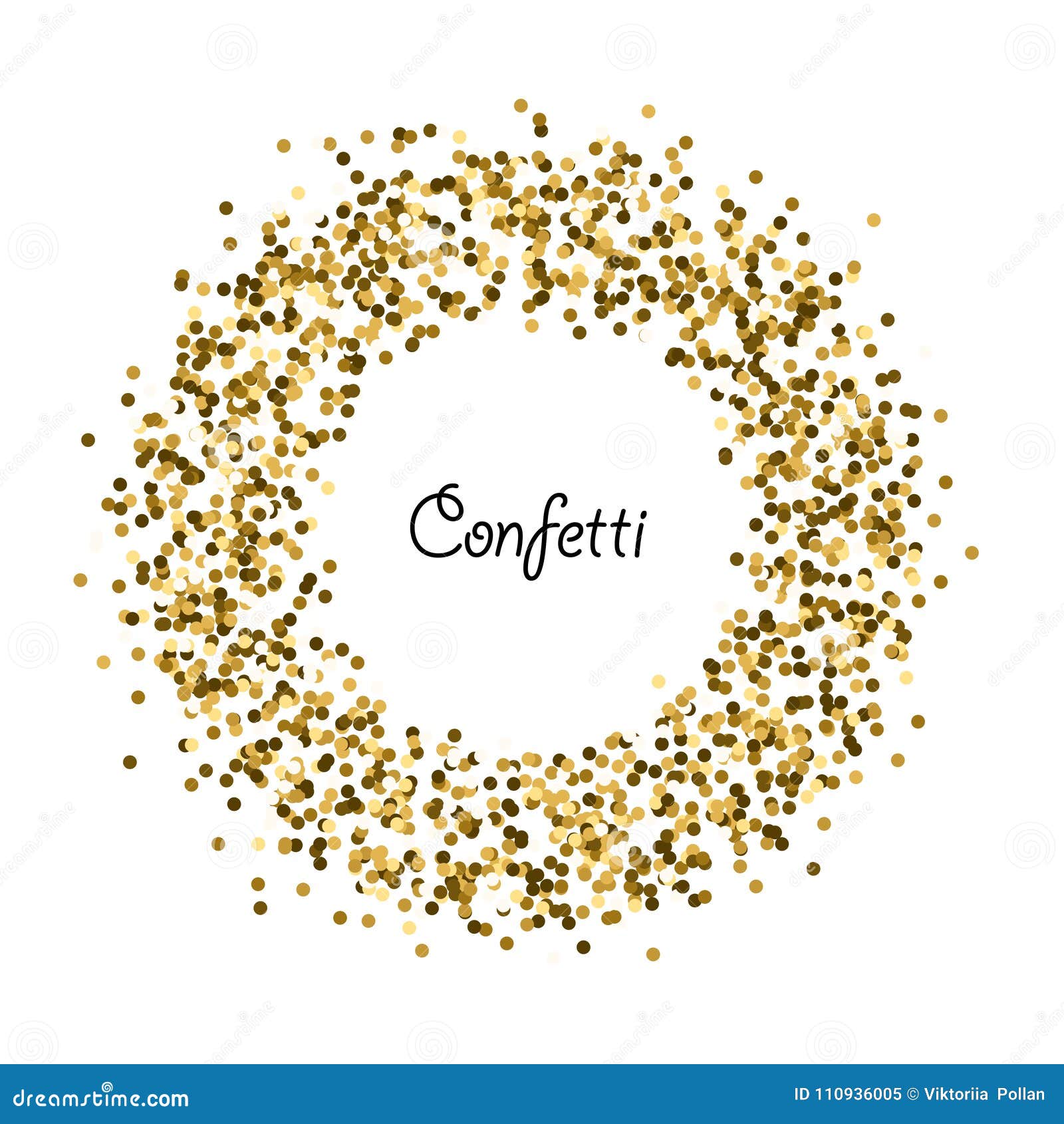 Gold Confetti Circle Frame Vector Illustration. Stock Vector ...