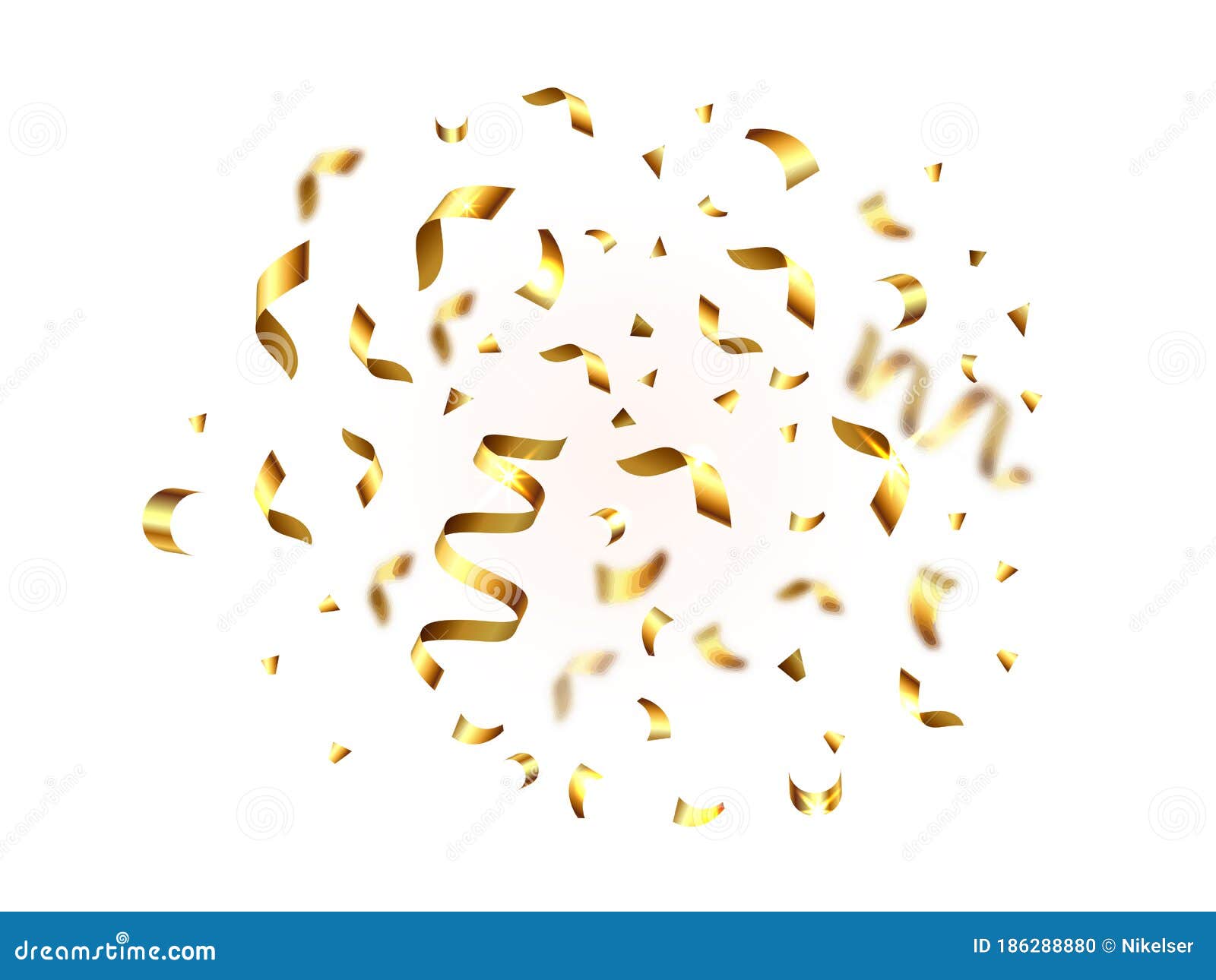 Gold Confetti Explosion in Centre on a White Background. Vector ...