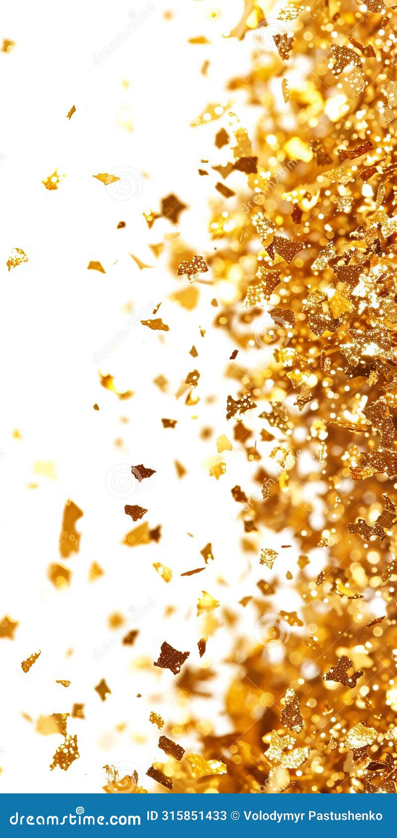 Gold Confetti Falling on a White Background Stock Image - Image of ...