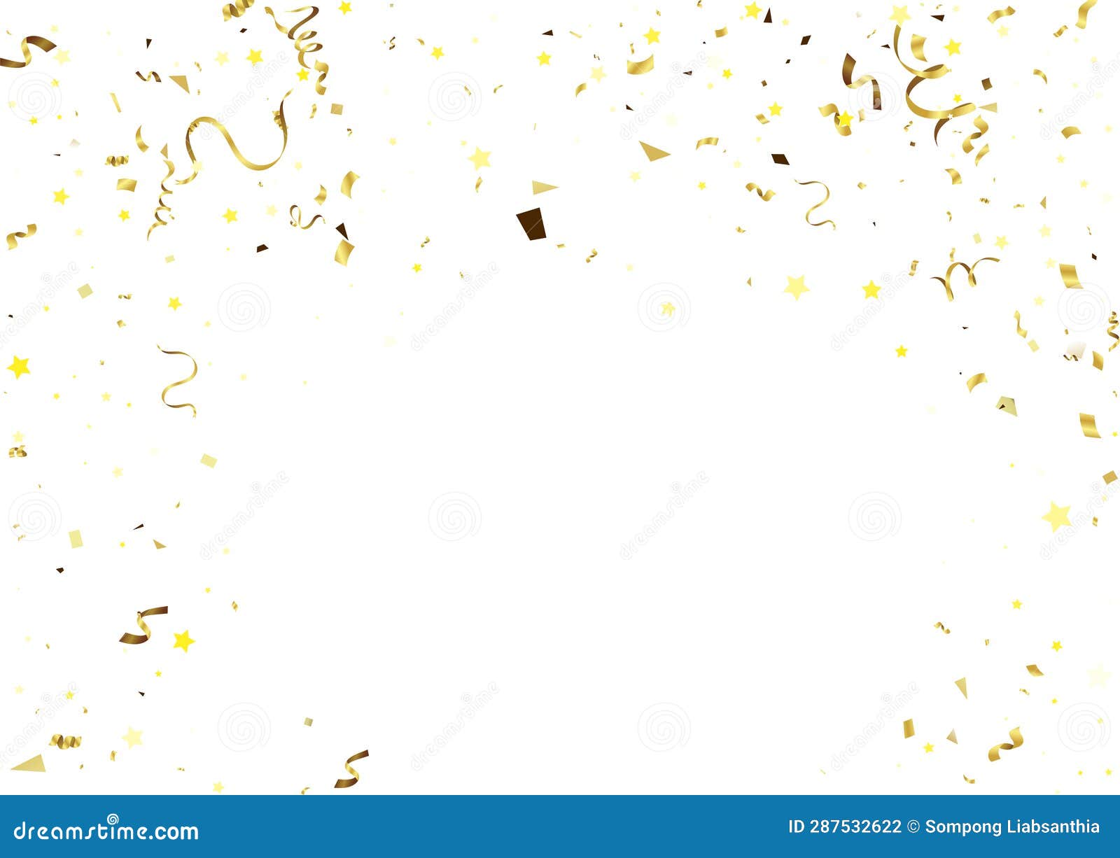 Gold Confetti and Ribbons on a White Background. Vector Illustration ...