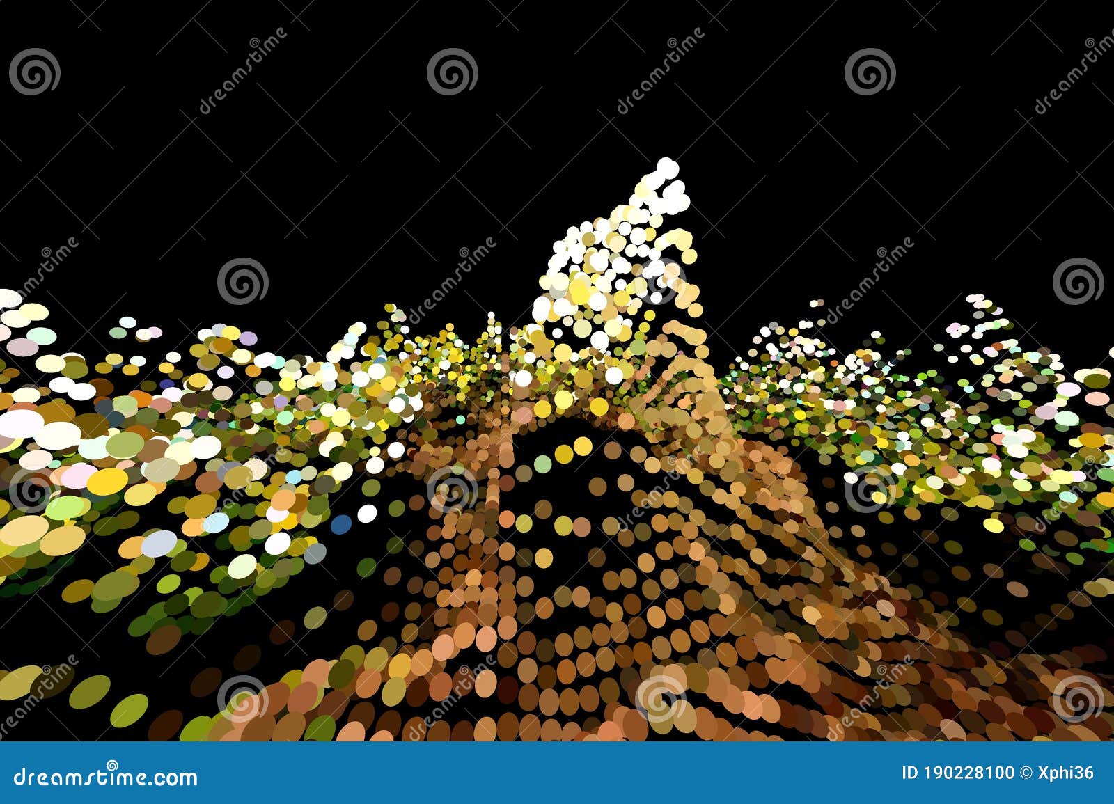 Gold Confetti, Shiny Round in 3d Space, 3d Surface Render, Golden and ...