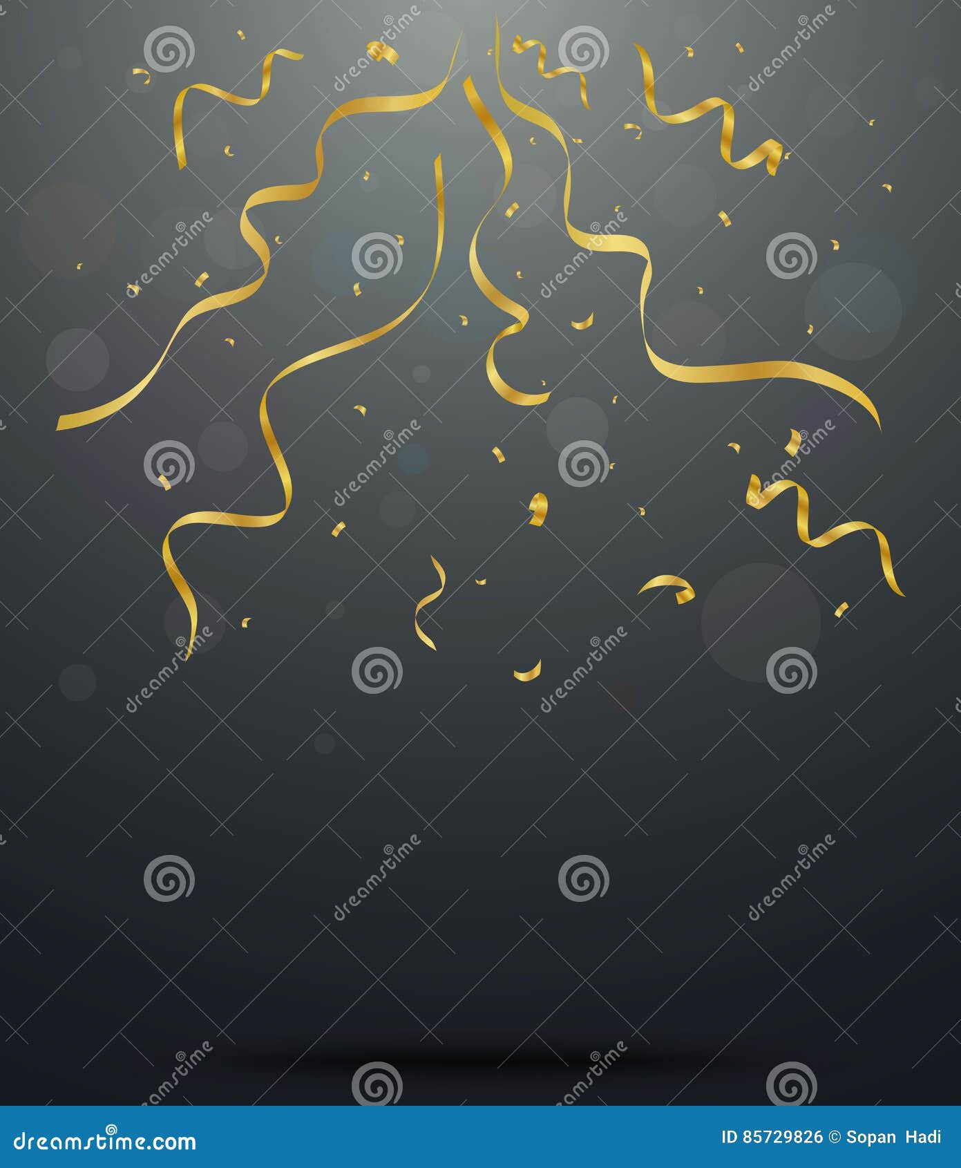 Gold Confetti and Streamers Stock Vector - Illustration of card, fall ...