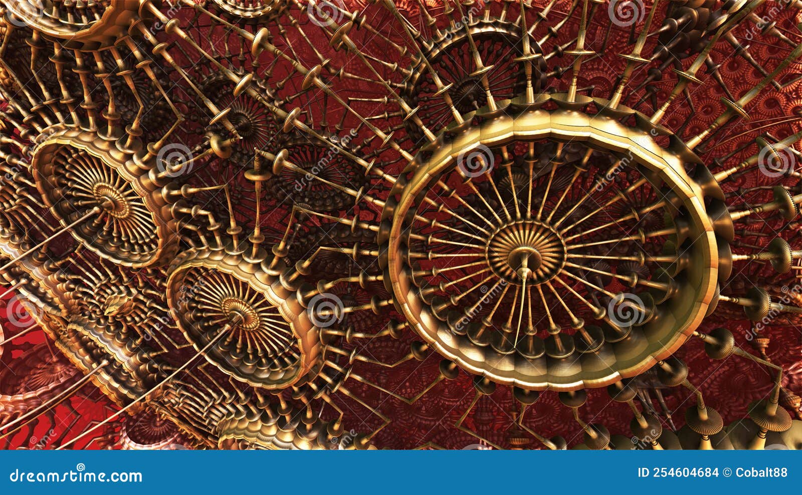 Gold Construction and Structures, Abstract Metallic Fantastic Shapes of ...