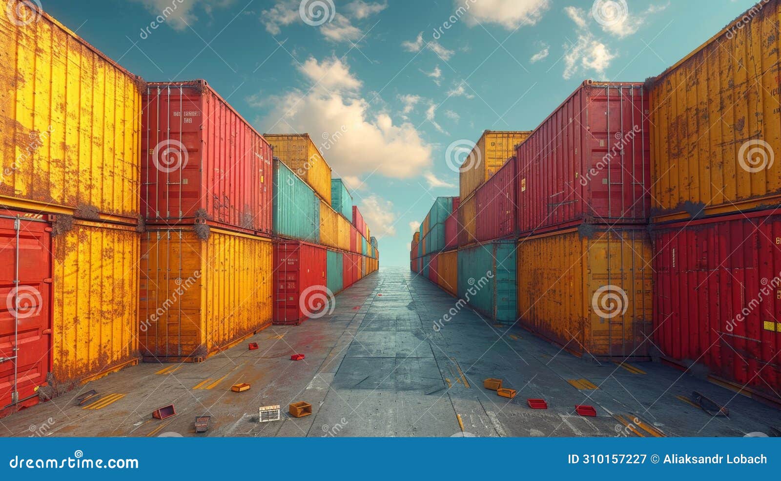 Gold Containers with Cargo on a Container Ship in the Ocean Stock Image ...