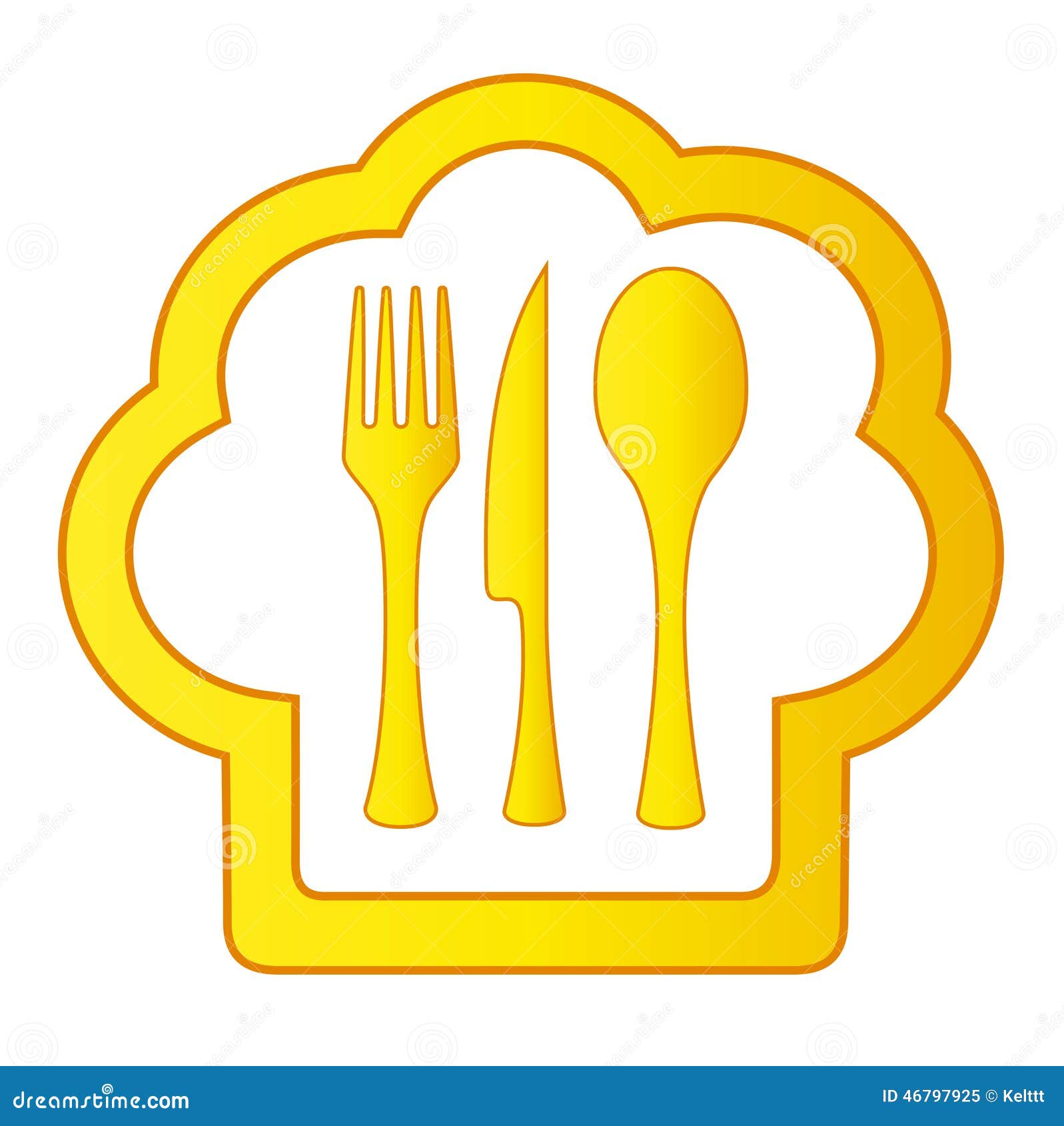 Gold Cook Hat with Kitchen Utensil Stock Vector - Illustration of ...