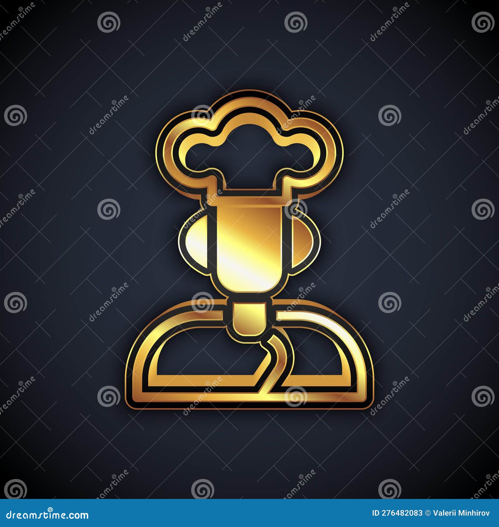Gold Cook Icon Isolated on Black Background. Chef Symbol Stock ...