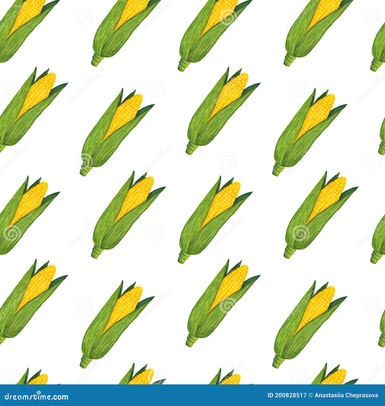 Gold Corn in Husk Geometric Seamless Pattern Stock Illustration ...