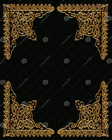 Gold Corners Design on Black Stock Illustration - Illustration of ...