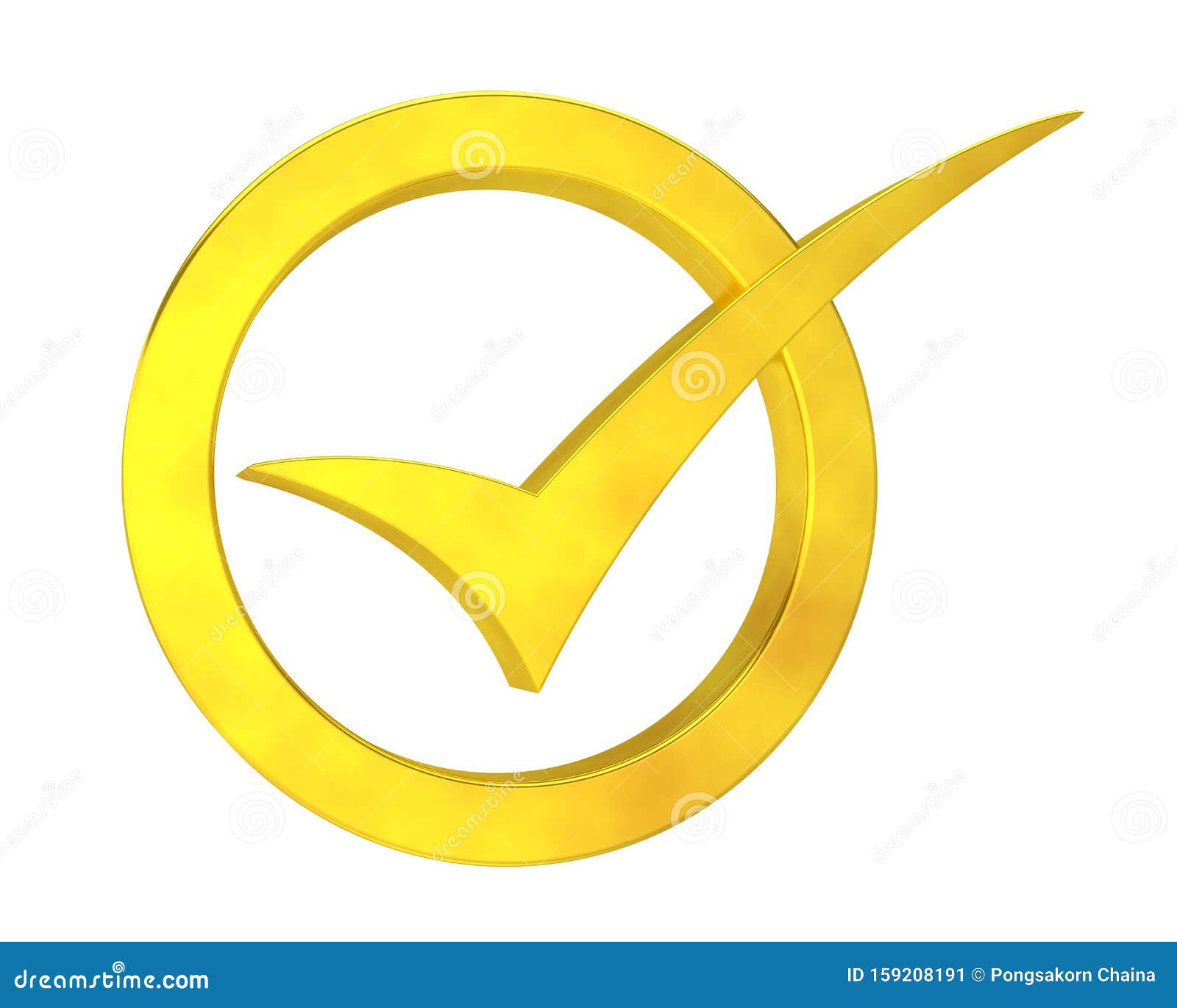 Gold Correct Mark Symbol Isolated on Background Stock Illustration ...