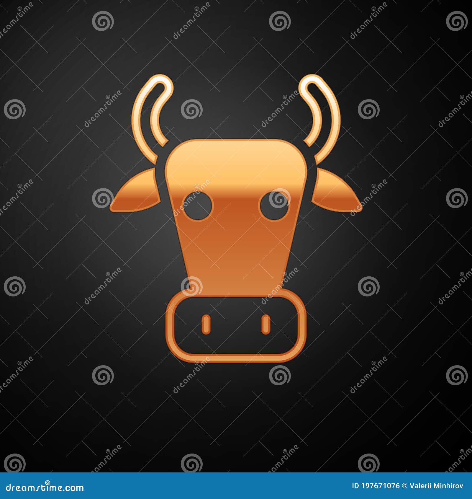 Gold Cow Icon Isolated on Black Background. Vector Stock Vector ...