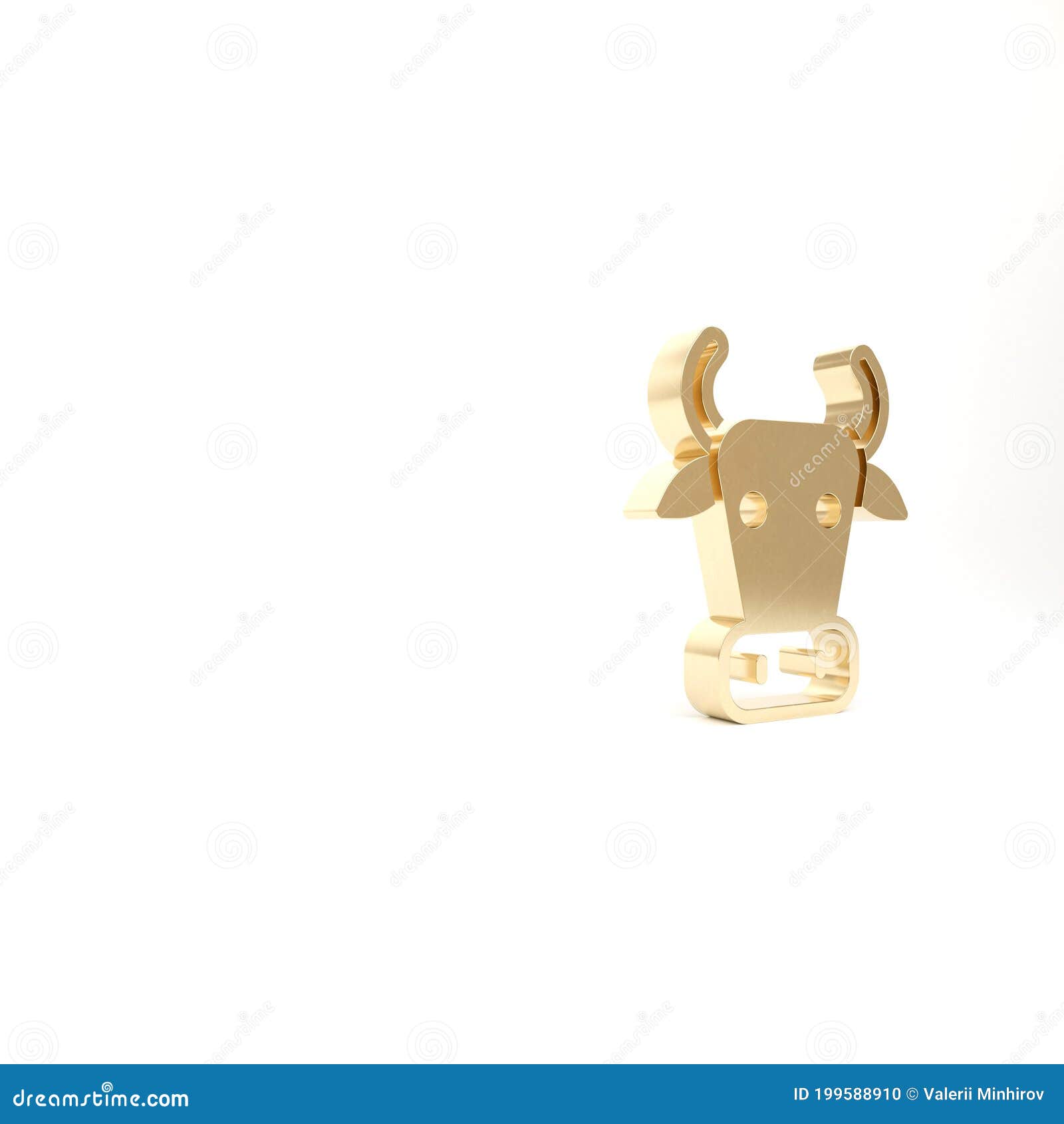 Gold Cow Icon Isolated on White Background. 3d Illustration 3D Render ...