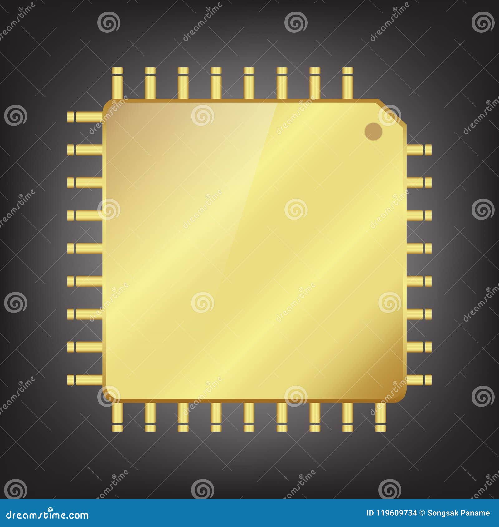 Gold CPU Central Processing Unit Stock Vector - Illustration of gold ...
