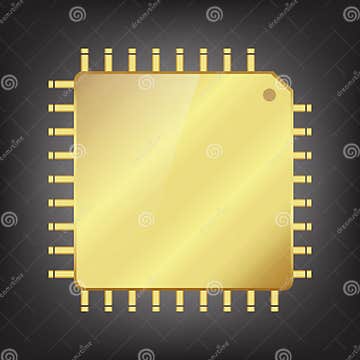 Gold CPU Central Processing Unit Stock Vector - Illustration of gold ...