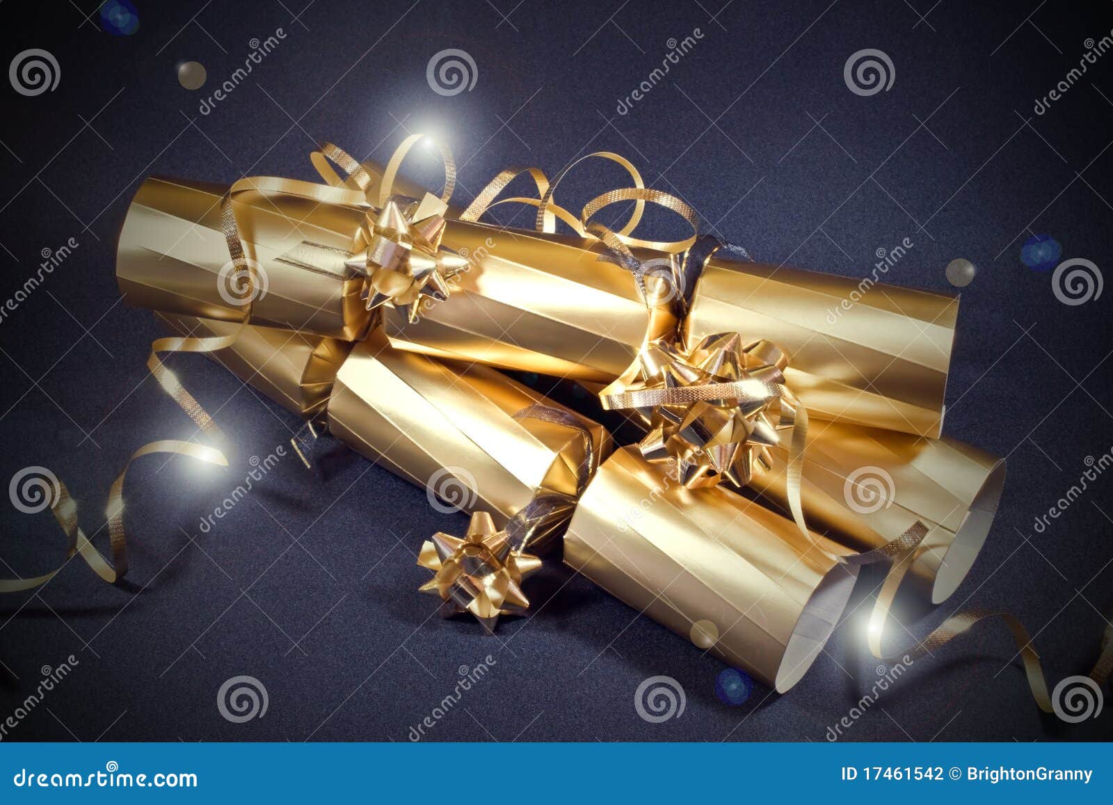 Gold crackers stock photo. Image of table, decorated - 17461542